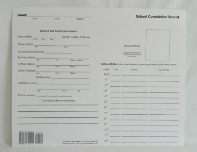 Transcript Cumulative Folders, Pk of 25, Use w. Record keeping & Grades ...