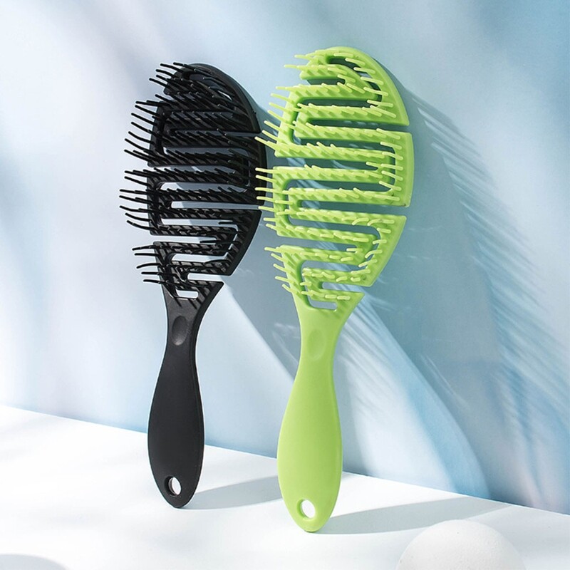 Wet Brush DryCurved Comb Massage Comb Fluffy Shape Ribs Curling Comb On ...
