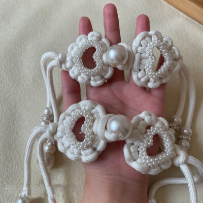 1 Pair Chinese Frog Button Braided Faux Pearl Beads Heart Shape Closure ...