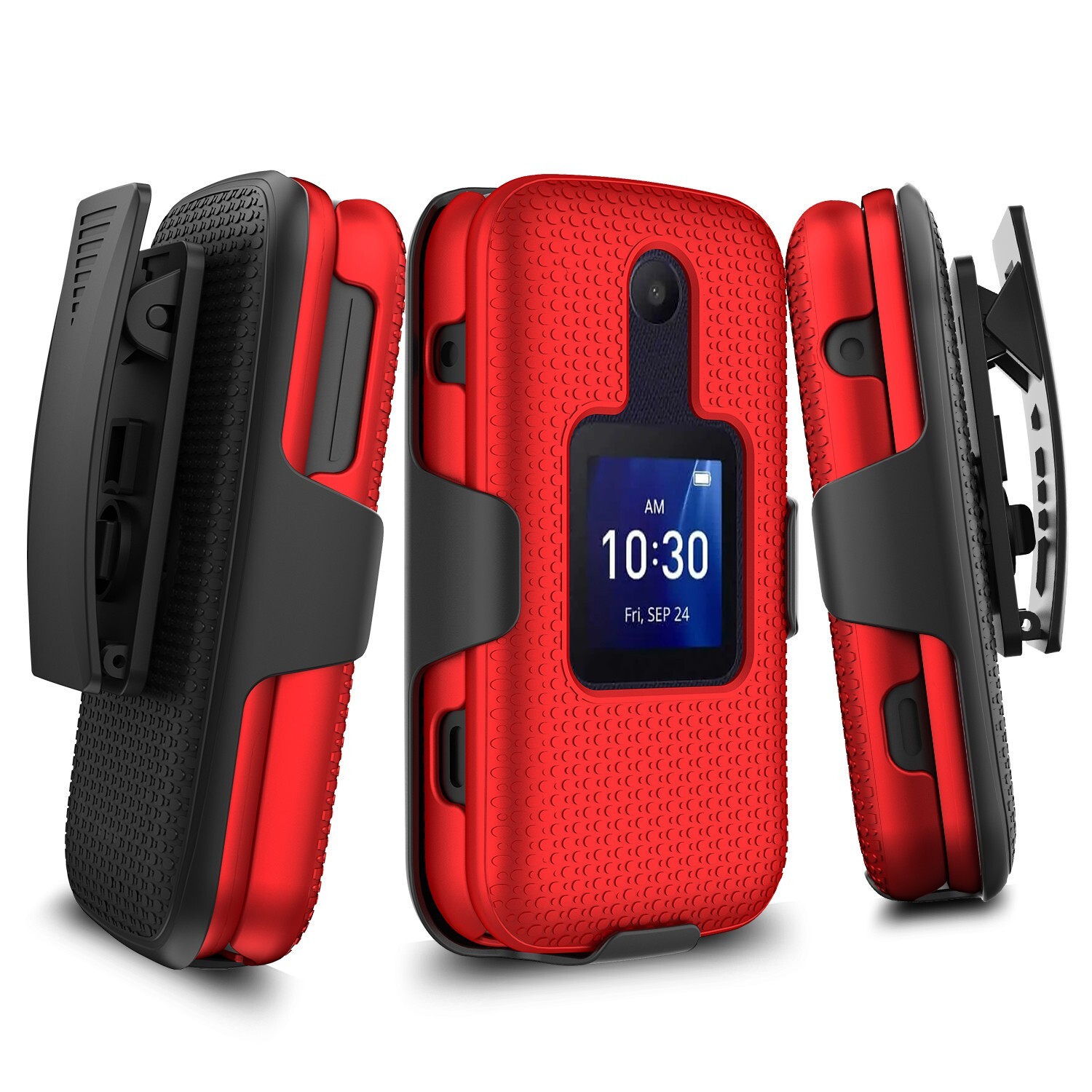 Grid Case Hard Cover and Belt Clip Holster for Alcatel TCL Flip 2 Phone ...