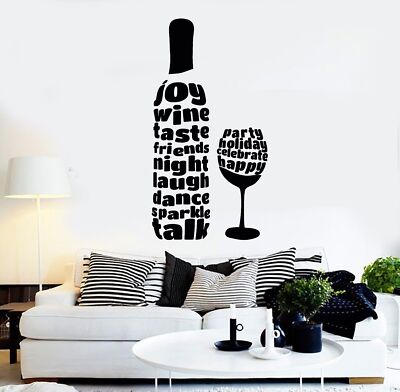 Vinyl Wall Decal Wine Glass Bottle Alcohol Word Bar Stickers (287ig) | eBay