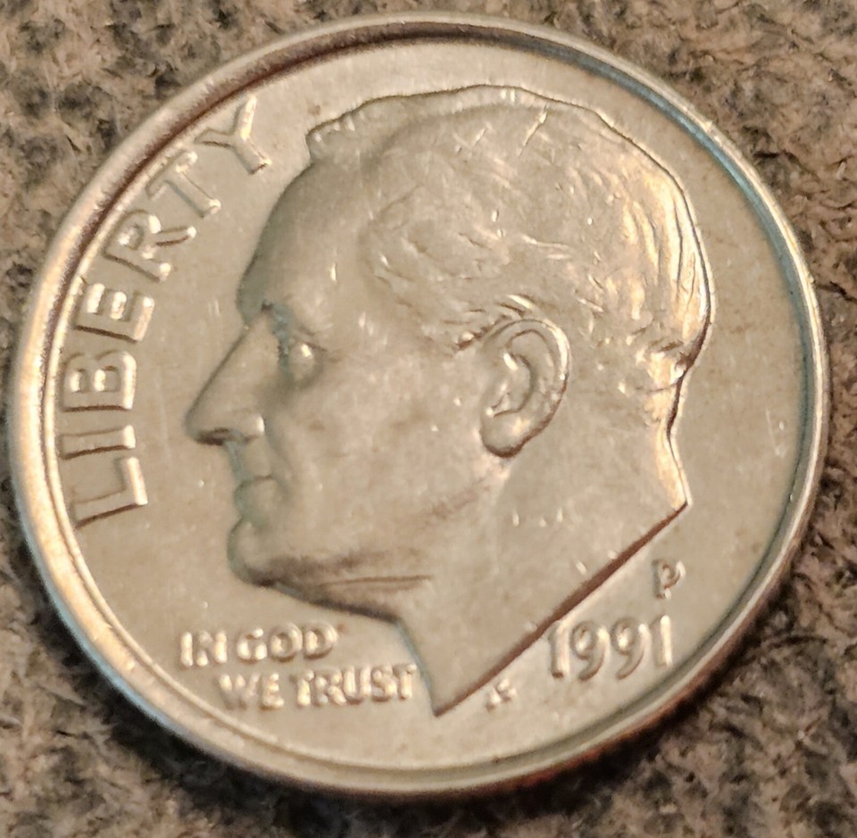 1991 P ERROR DIME, Broadstruck, Off Center, DDO, DDR, Strike through on ...