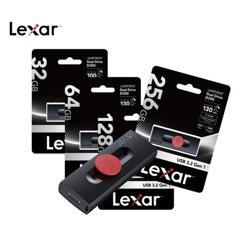 Lexar JumpDrive Dual Drive D300 32GB 64GB 128GB 256GB USB 3.2 Type-C ...