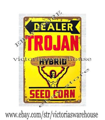 Trojan Hybrid Seed Corn Dealer Farm metal tin sign classic ...
