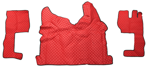 3x Red Eco Leather Floor Mats + Engine Cover for Volvo FH 2021-2024 ...