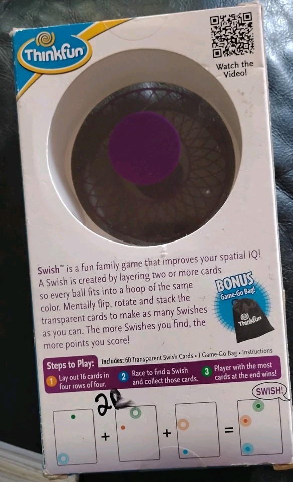 ThinkFun Swish Card Game Ages 8+ Transparent Cards Family Fun - NIB ...