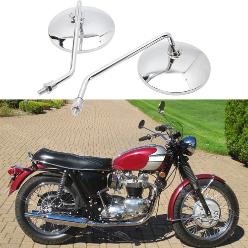 2x 10mm Chrome Motorcycle Rearview Mirrors Round For Triumph Bonneville ...