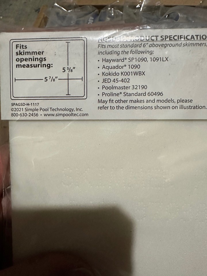 Aboveground Swimming Pool Skimmer plug, Size 5 7/8" x 5 5/8", Model #AGSD-H | eBay