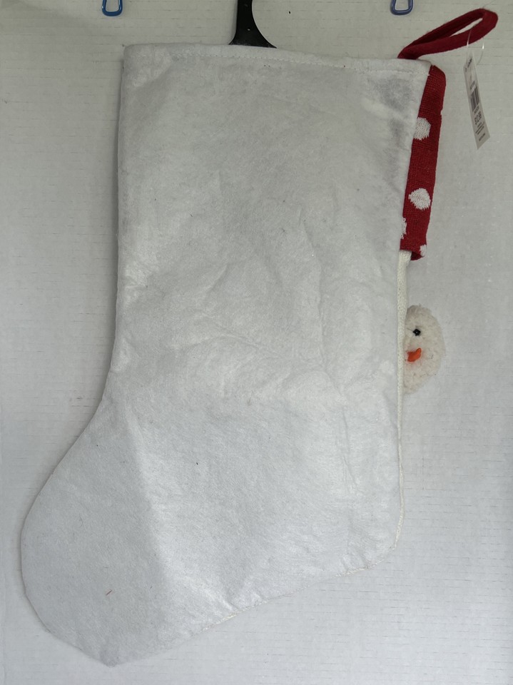 Christmas Stocking Snowman / Hanging Snowballs - White Knit - Polka Dot ...