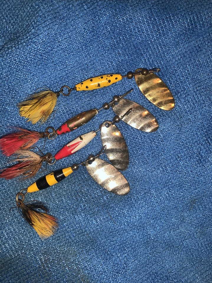 LOT OF 4 Vintage Glen L Evans SHYSTER 1 1/8" Inline Spinner Fishin 1 ...