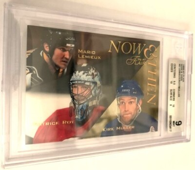 Mario Lemieux / Patrick Roy / Kirk Muller - 1996-97 Flair Now & Then ...