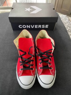 Converse Red All Star Chuck Taylor Canvas Shoes High Top Mens Size 10 ...