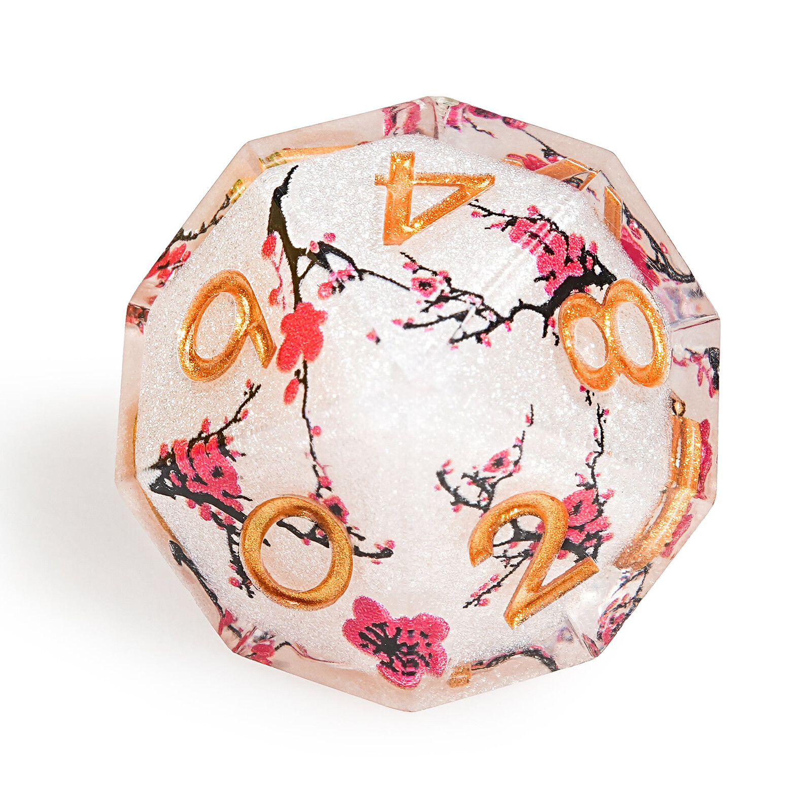 7-Piece DND White Resin Solid Plums Polyhedral Dice Set with Box，Golden ...