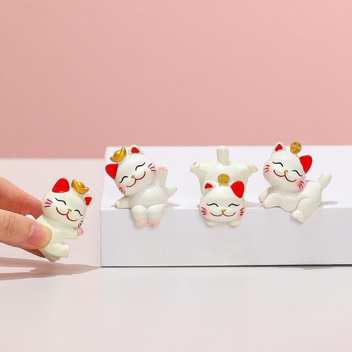 4 Pieces Small Lucky Cat Statue for Entrance Bookshelf Car Navigator ...