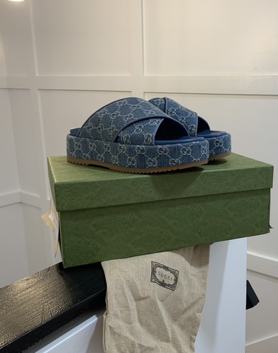 Gucci Women’s Denim Platform Slide Sandals Size 39 US 9 | eBay