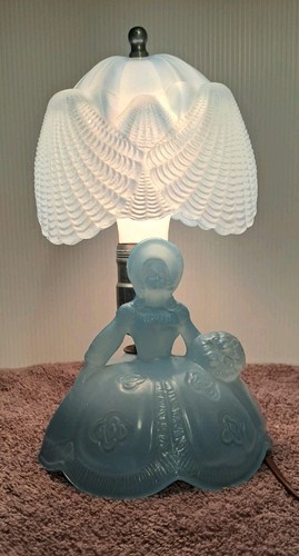 Vintage Southern Belle Lady Boudoir Glass Lamp Vanity Lamp Blue ...