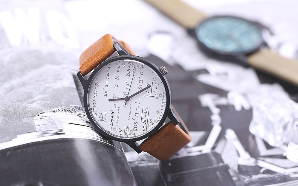 Modern Novelty Wrist Watches w/Math Equations on Dial & Leather Bands ...