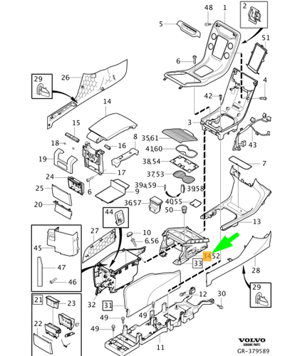 VOLVO V70 MK3 Console Cup Holder 39997575 NEW GENUINE | eBay UK