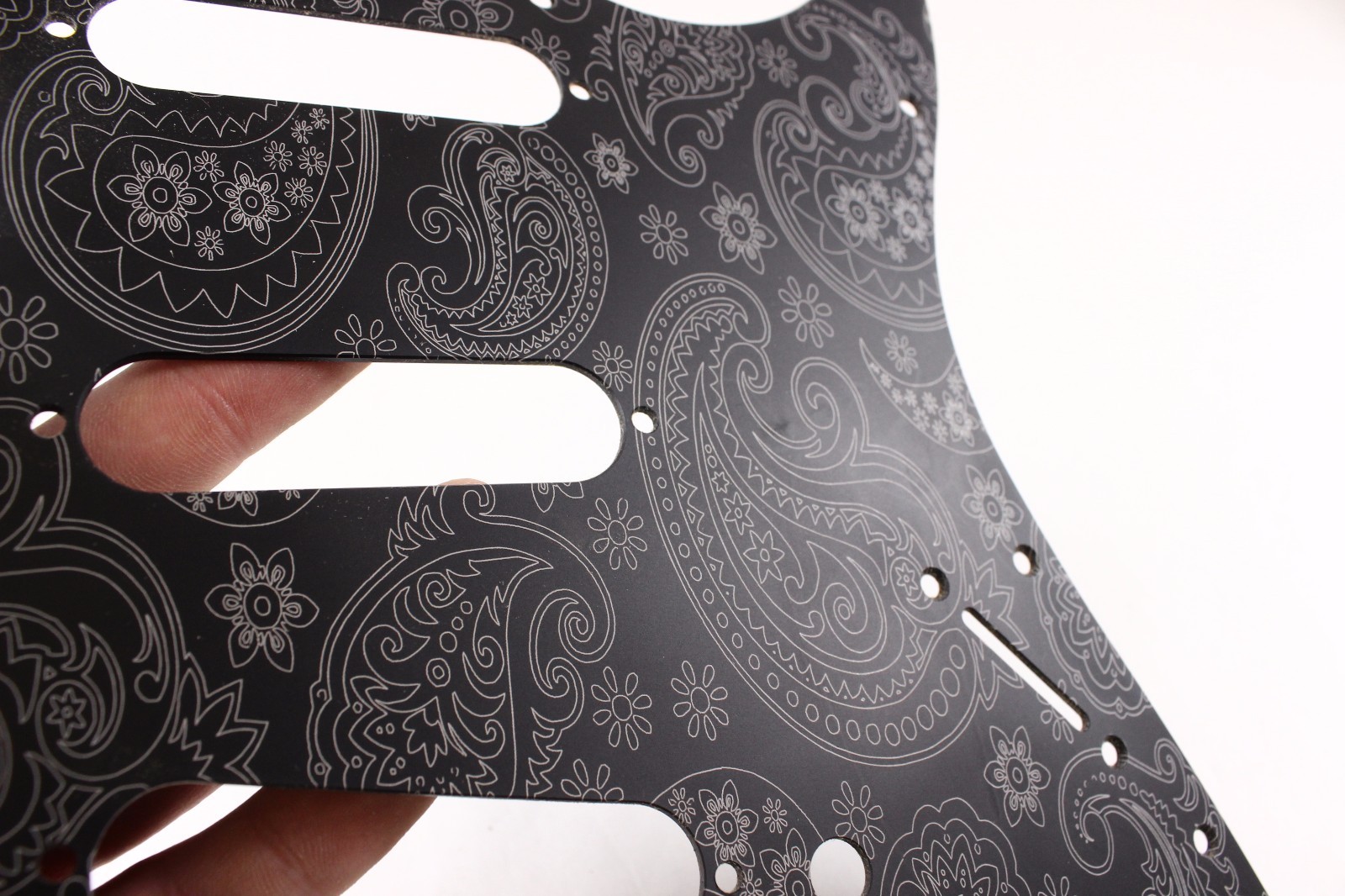 Matte Black Paisley Aluminum SSS Strat Pickguard Fits Fender ...
