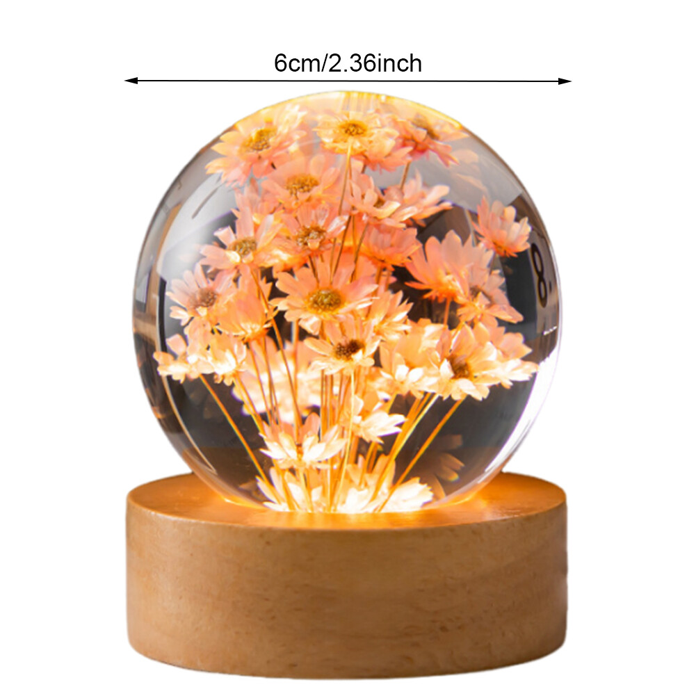 Flower Crystal Ball Night Light Flower Desk Lamp Cute Night Light ...