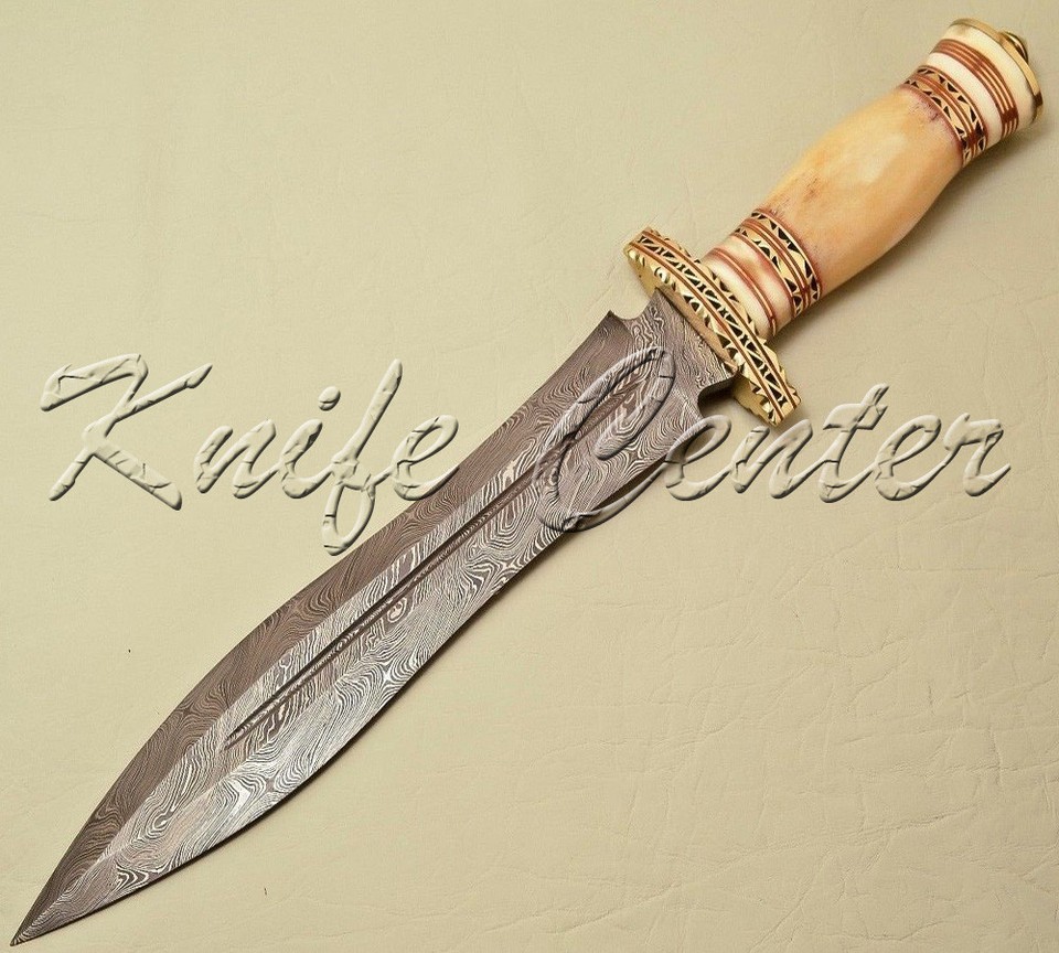 BEAUTIFUL CUSTOM HAND MADE DAMASCUS STEEL HUNTING DAGGER KNIFE WORK OF ...