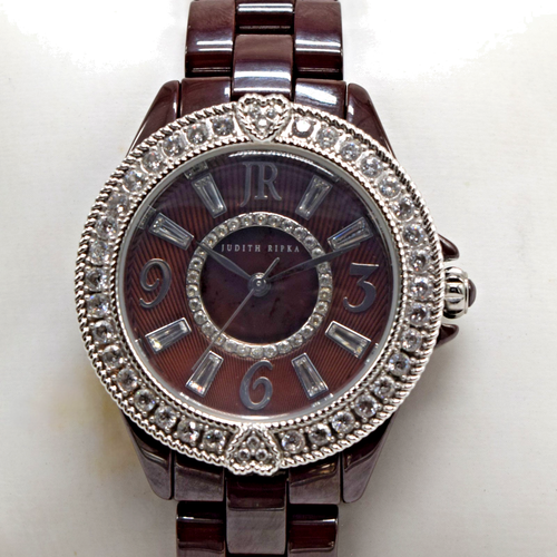 Designer Judith Ripka Diamonique Brown Ceramic Women’s Dress Watch | eBay