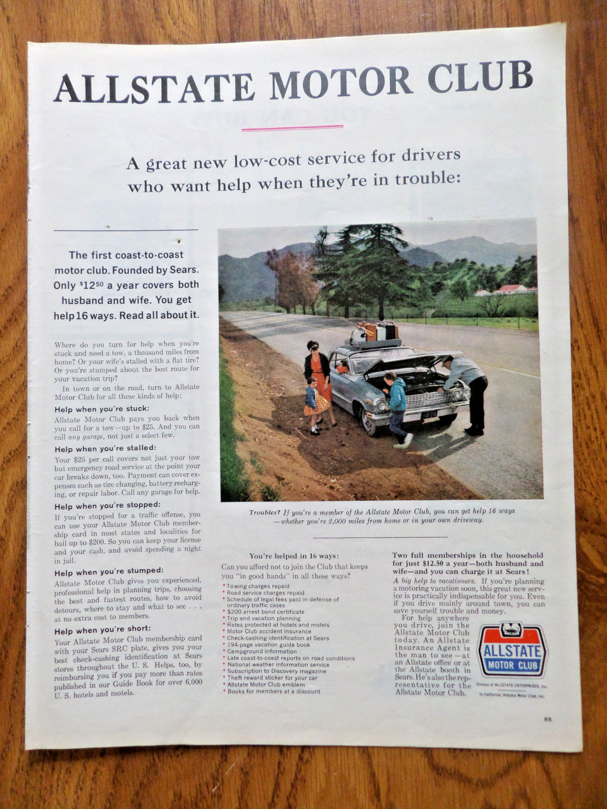 1963 Allstate Life Insurance Ad The Allstate Motor Club | eBay