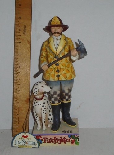 Jim Shore Heartwood Creek Fireman Firefighter w/Dalmation Figurine ...