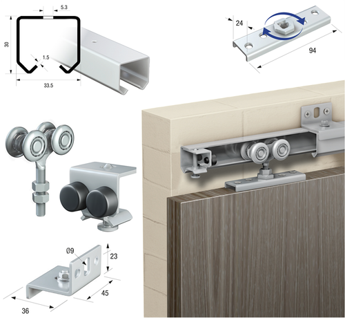 Sliding Door Gear Track System Top Hung Internal Door Kit Set 90kg ...