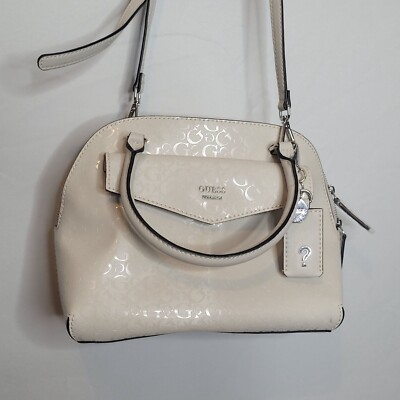 Guess Los Angeles Purse PVC Beige Short Handles Shoulder Strap Lined ...