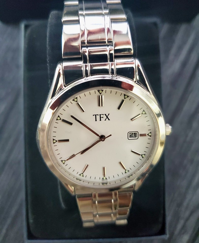 Bulova TFX Stainless Steel Date White Enamel Dial Mens Watch | eBay