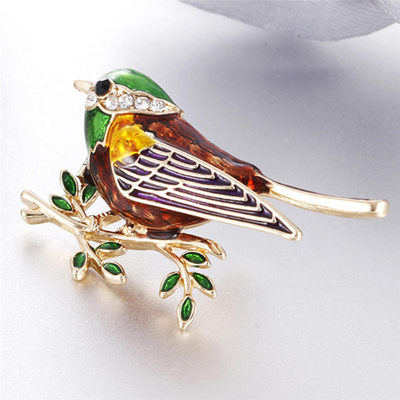 Enamel Bird Brooch Pin Crystal Rhinestone Animal Brooch Pin Clothes ...