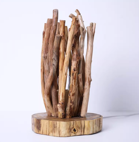 Solid Wooden Base Handmade Natural Tree Branches Table Lamp Bedroom ...