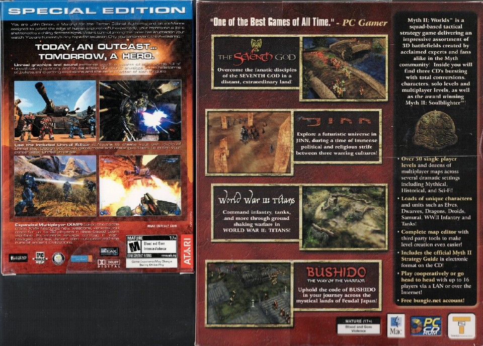 Myth II Worlds and Unreal II The Awakening XMP Pc New XP 2 Classic ...