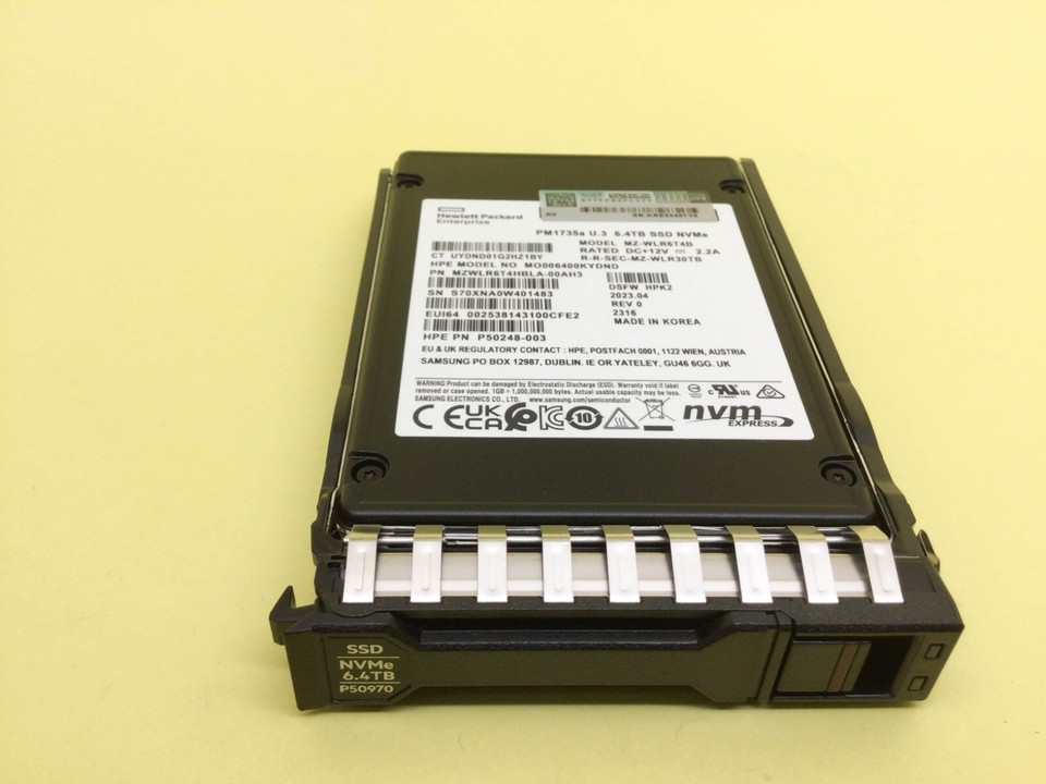 P50233-B21 HPE 6.4TB NVME GEN4 MIXED USE SFF BC U.3 PM1735A SSD P50970 ...