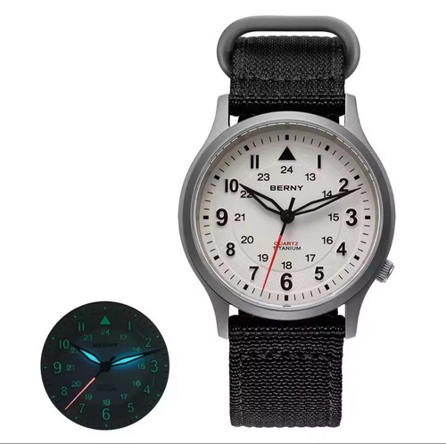 BERNY Titanium Watches for Men Classic Mens Field Pilot Watch Easy Read ...