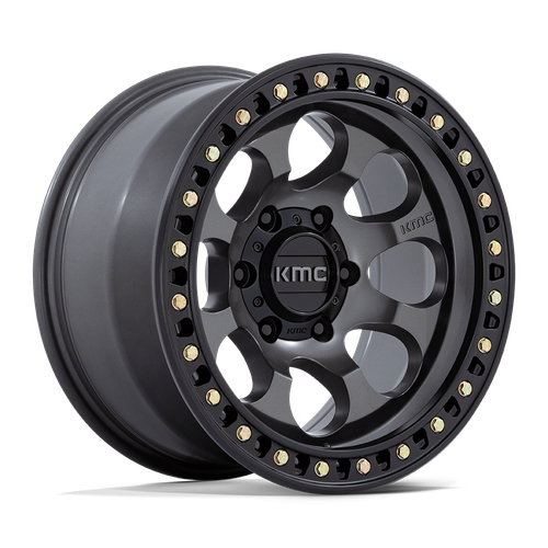 18x9 KMC KM550 Riot SBL Anthracite With Satin Black Lip Wheel 5x5 (18mm ...