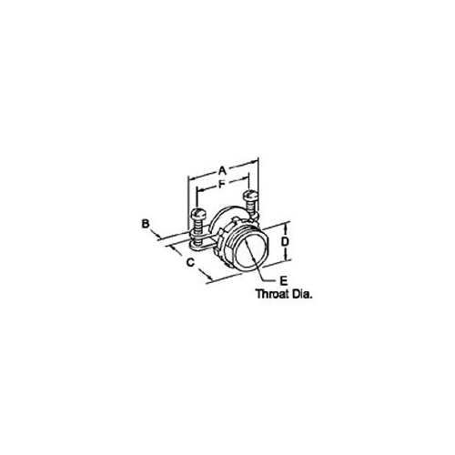 Bridgeport 672-DC2, 1", 1" Knockout, Die-Cast, 2-Screw, Cable Connector ...