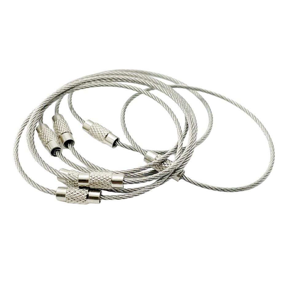 Heavy Duty Keyring Screw Locking Wire Key Ring Keychain Cable Stainless ...