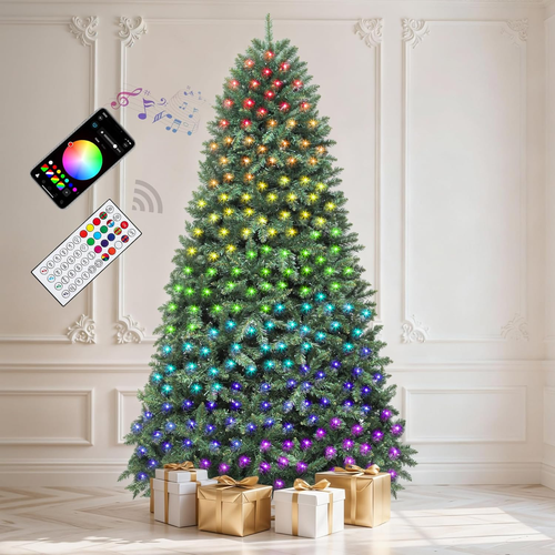 Prelit RGB Christmas Tree 7.5FT Smart APP Controlled, DIY Colors, Group ...
