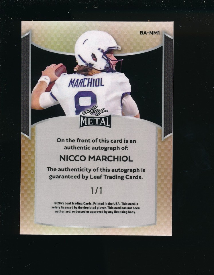 2025 Leaf Metal Auto Nicco Marchiol #1/1 West Virginia | eBay