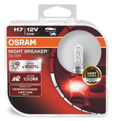 OSRAM Night Breaker Silver +100% H7 Car Headlight Bulbs (Twin) 64210NBS ...