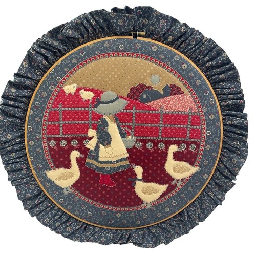Vintage Handmade Prairie Girl Geese Cottage Core Quilted Ruffle Wall ...