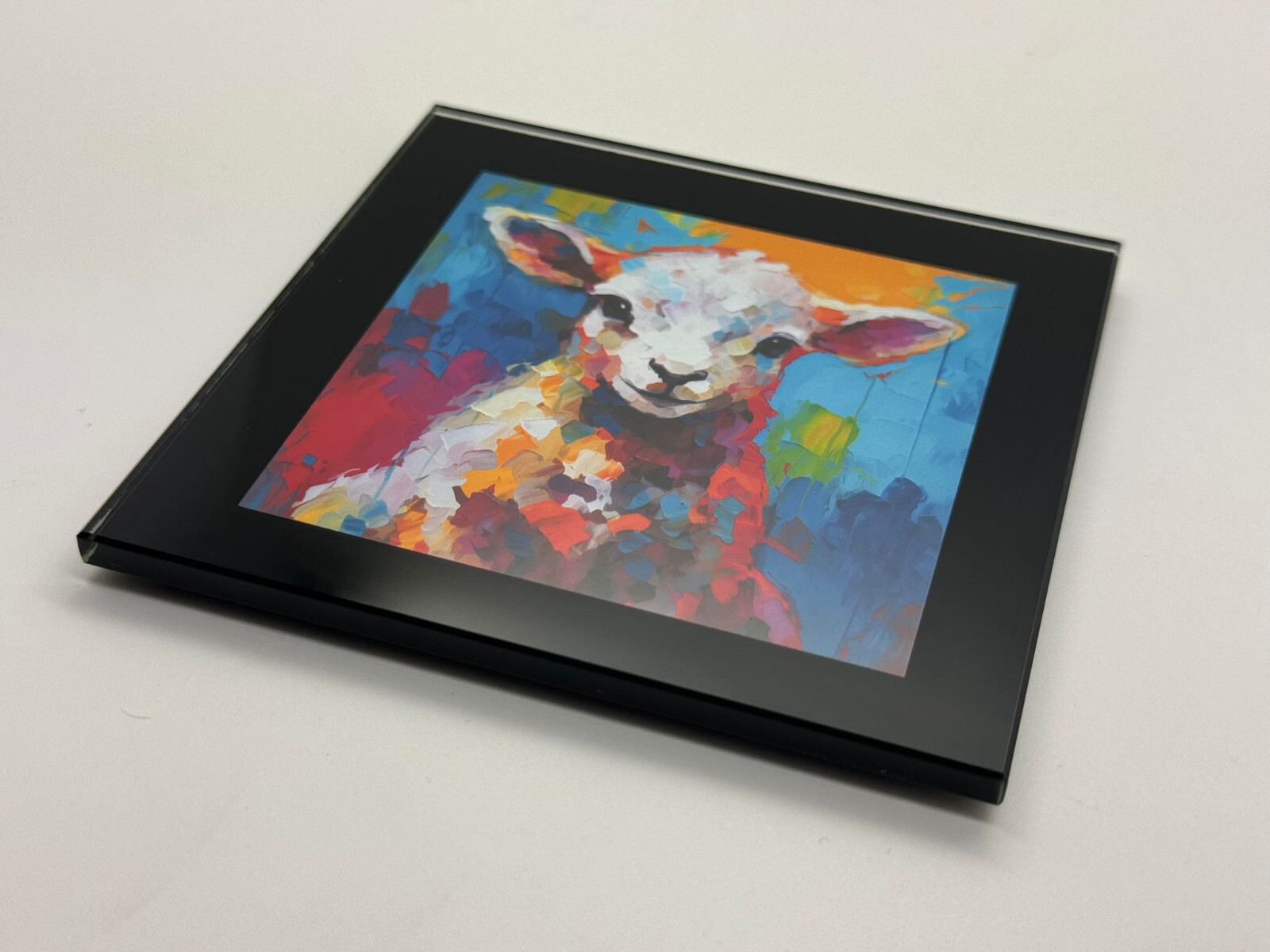 Colourful Lamb Sheep Glass Coaster - Colourful design - Coffee Drinks ...