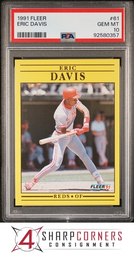 1991 FLEER #61 ERIC DAVIS REDS PSA 10 B4076302-357 | eBay