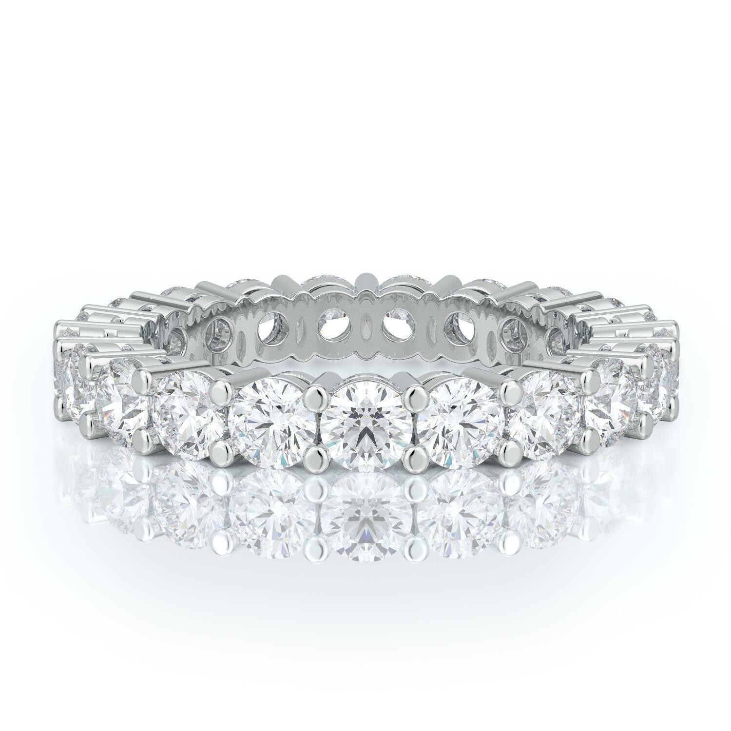 GRA Full Eternity 3ct Moissanite Round Diamond Solid 14k White Gold ...