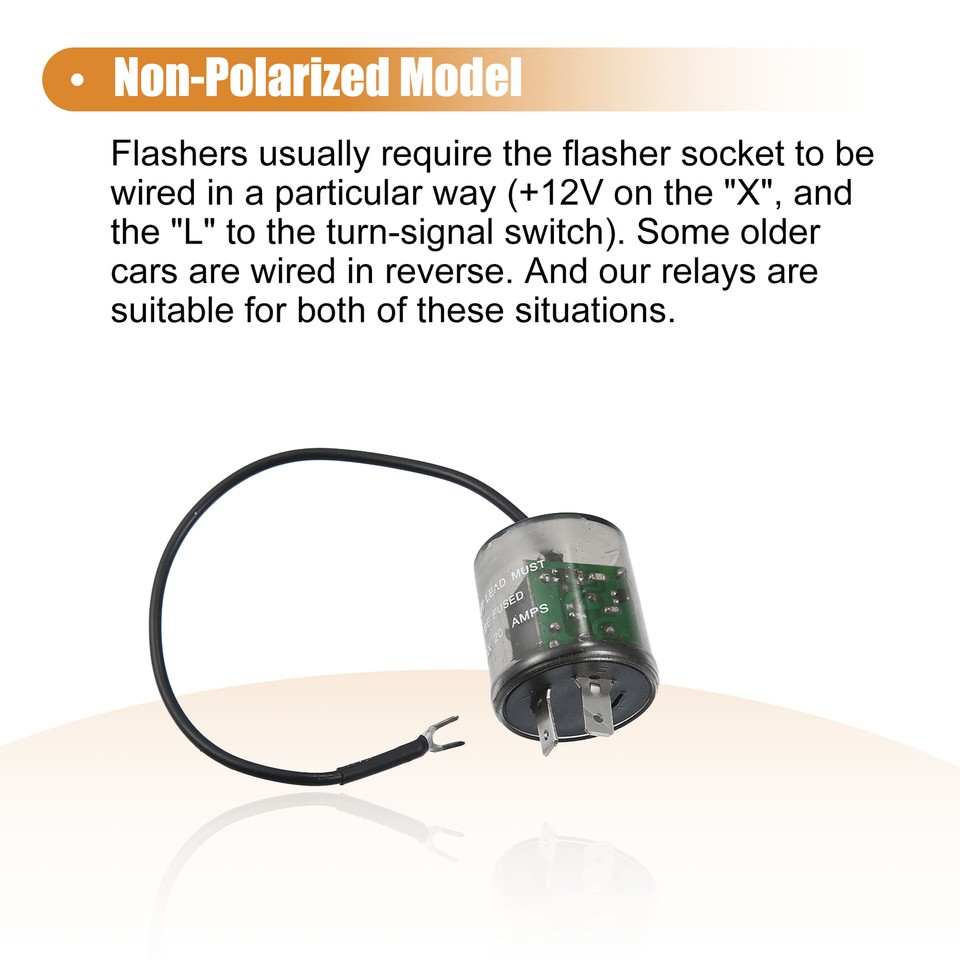 TWO 2 Pin Electronic LED Turn Signal Flasher Relay with Ground Wire for ...
