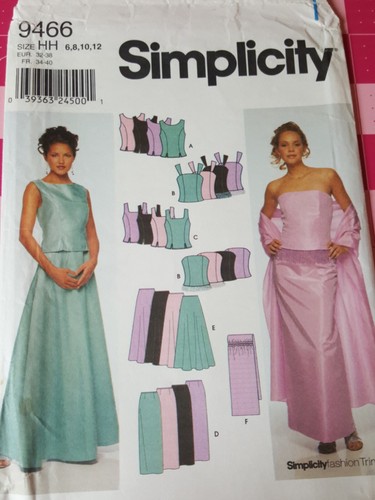 Simplicity Pattern 9466 Corset Tops Skirts Formal Prom Sizes 6 8 10 12 ...