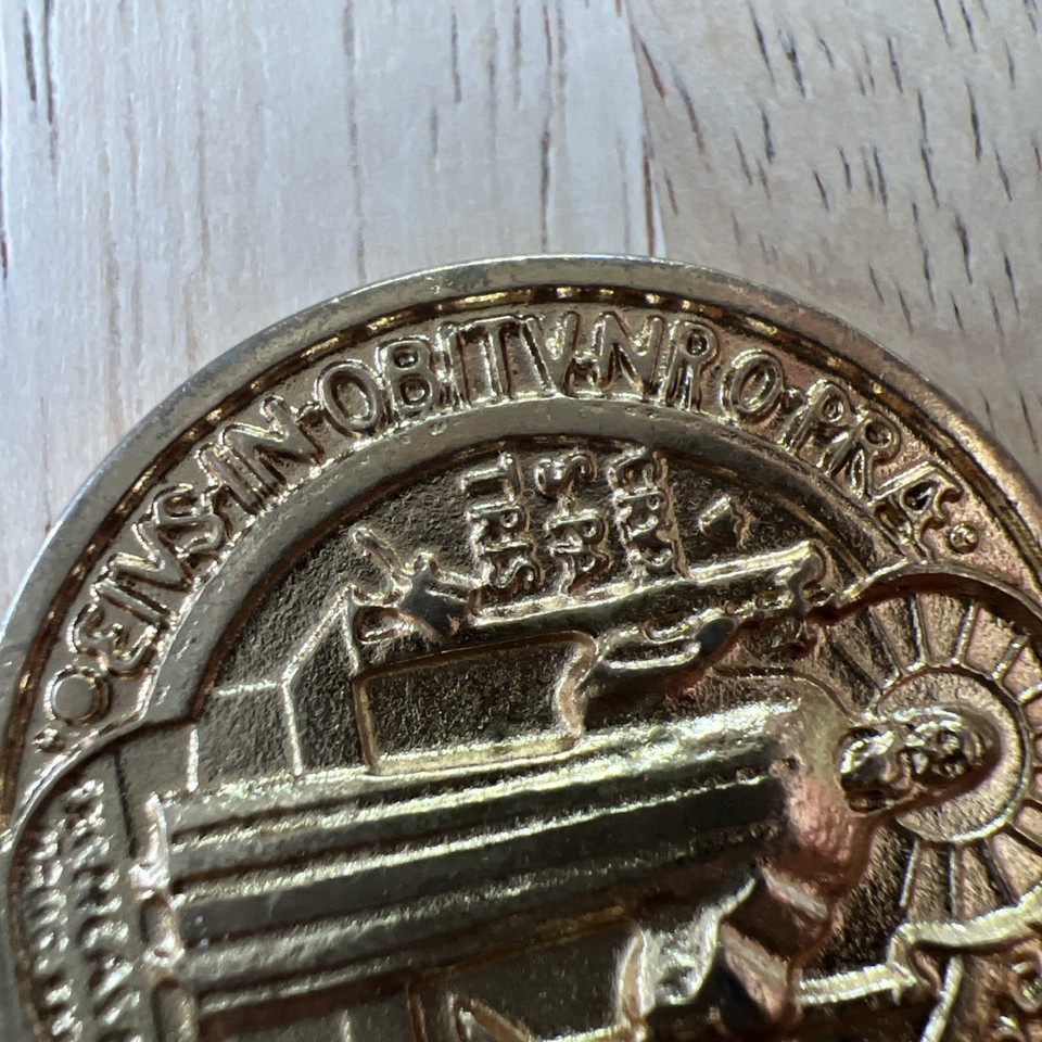 Vintage Saint Benedict Prayer Coin Gold Toned | eBay