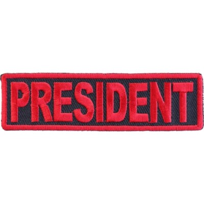 President MC Club Rank Patch Red and Black Biker Embroidered Patch | eBay
